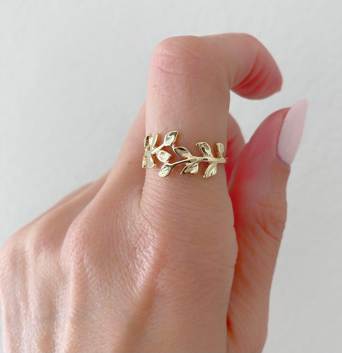 Leaf Ring| 14K Solid Yellow Gold Leaf Ring| Nature Ring| Statement Ring ...