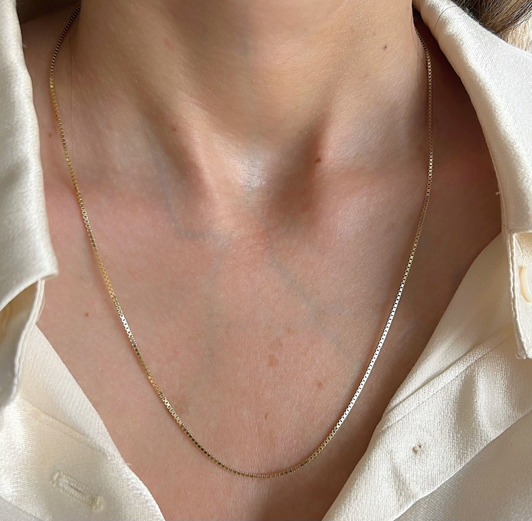 Box Chain| Solid Box Chain 1.2mm in Real 14K Yellow Gold| Real Gold ...