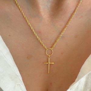 14k Yellow Gold Cross Pendant, Minimalist Cross, Gift for Her, Best ...