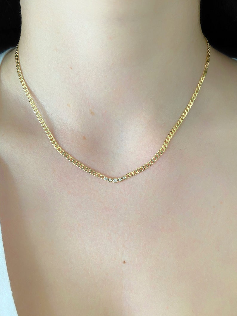 14K Gold Cuban Link Chain Necklace 14K Gold Cuban Link With 5 - Etsy