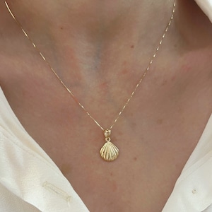 Gold Shell Pendant| 14K Solid Gold Seashell Charm Necklace| Everyday ...