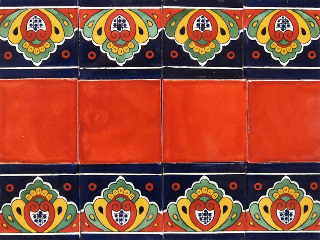 Border Handmade Mexican Talavera Tiles 4" X 4" - Etsy