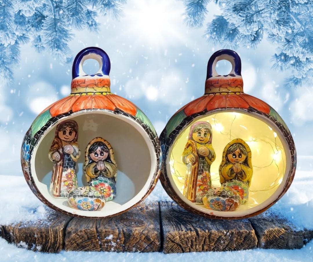 Handmade Mexican Talavera, Light-up Nativity Ornaments - Etsy