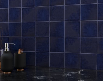 Blue 4x4 Handmade Ceramic Tiles Moroccan Blue Mix | Etsy