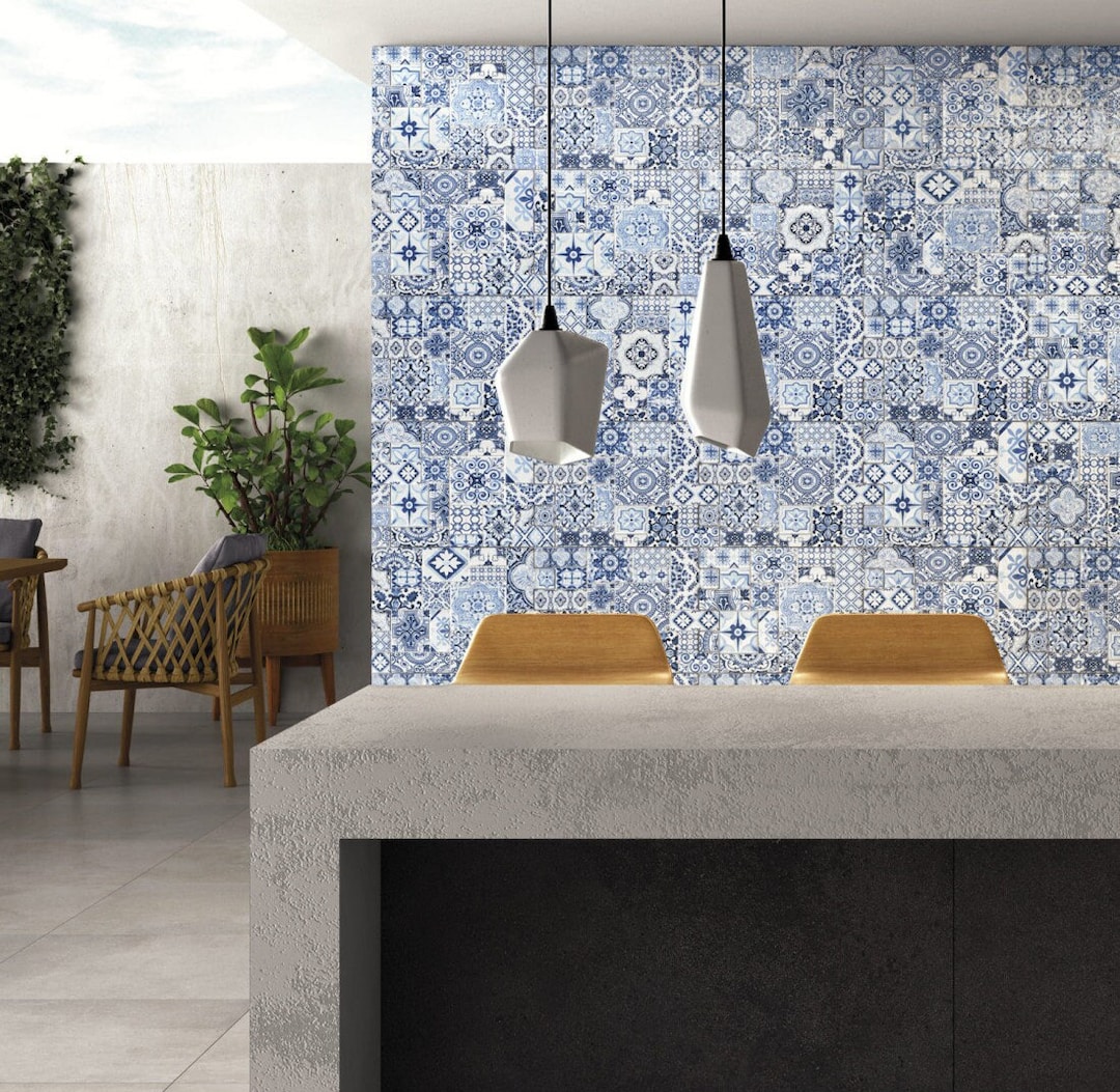 Classic Ceramic Cobalt Mix Tile 13"x19.6" - Etsy