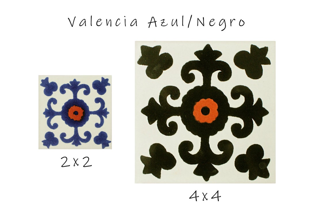 Handmade Talavera Tile: Black & Blue Ceramic, Mexican Tile - Etsy