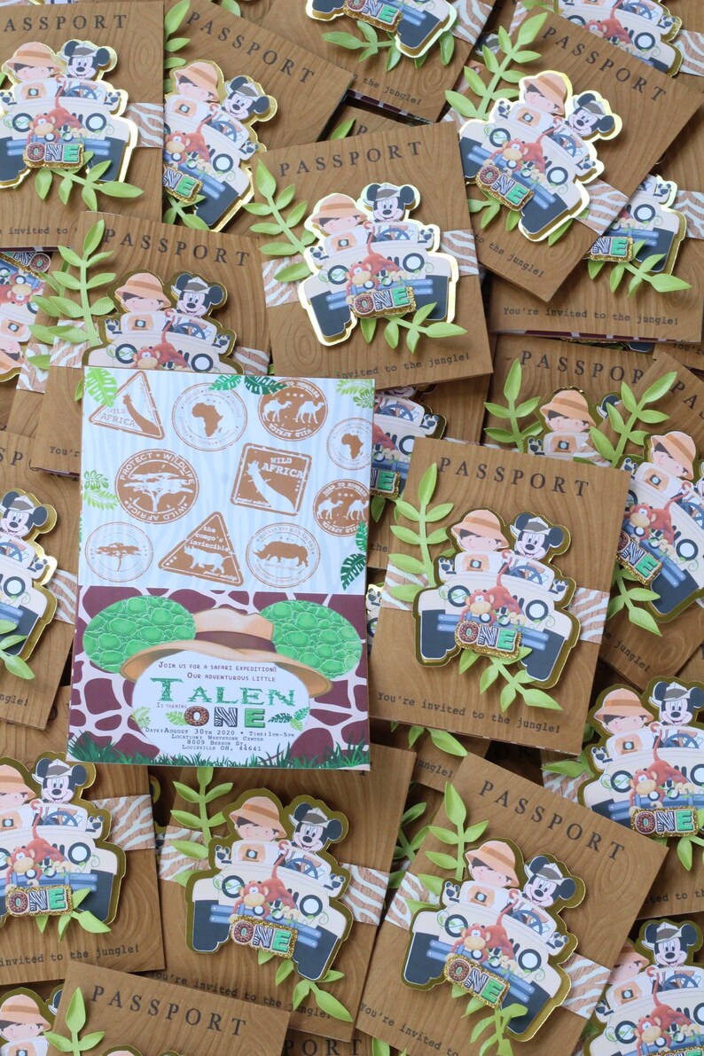 Safari Passport Mickey Invitations 12 Units | Etsy