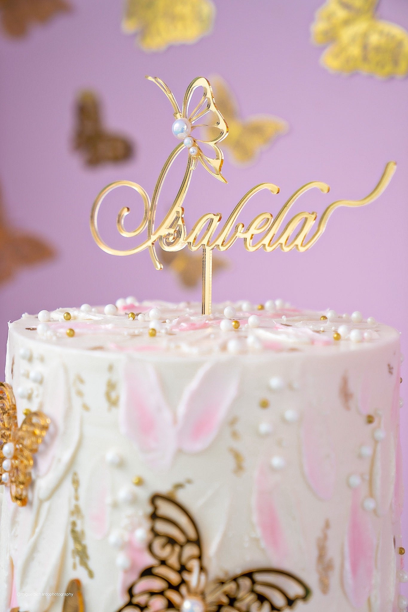 Butterflies Set of Gold Mirrored Acrylic Cake Topper | Etsy