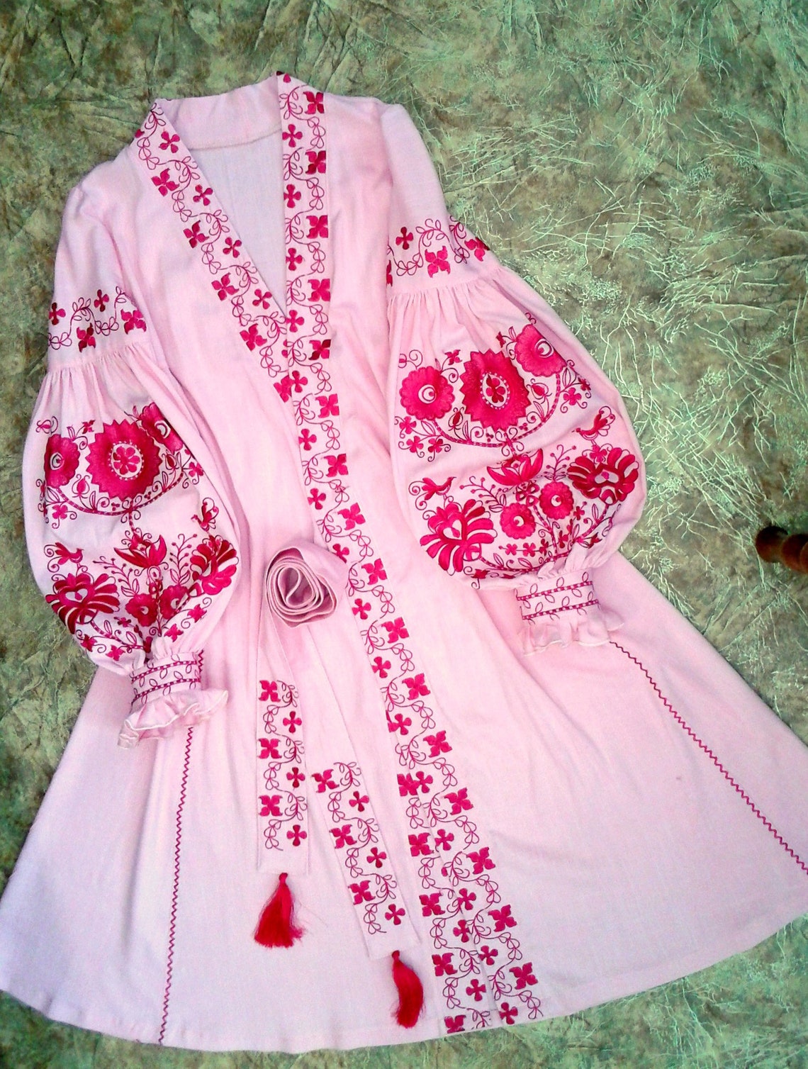 Vishivanka Embroidered Dress Linen Pattern Ukrainian Boho Ethnic ...