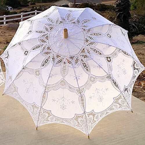 Full-size 29 Vintage Cotton Lace Wedding Parasol White | Etsy