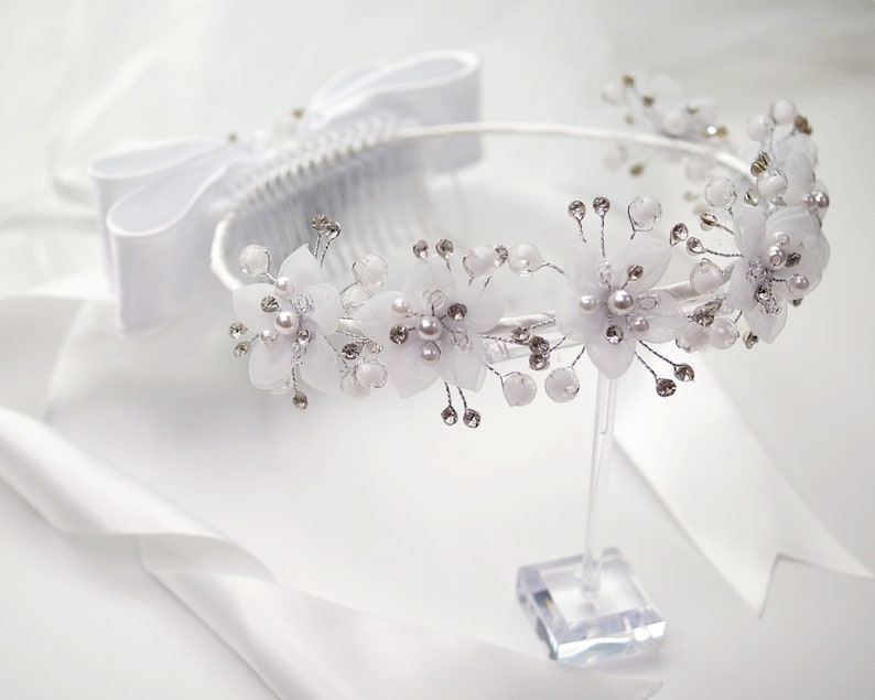 Communion Headpiece and Veil - Confirmation Headpiece and Veil - Girls ...