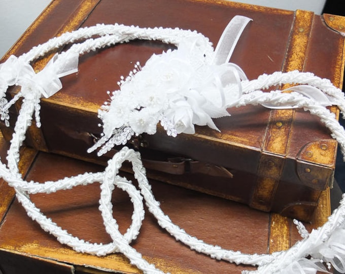 White Wedding Lasso - Traditional Wedding Lasso - Lazo De Boda ...