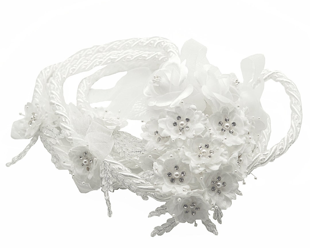 White Wedding Lasso - Silk Rose Flower Wedding Lasso - Lazo Para Boda ...