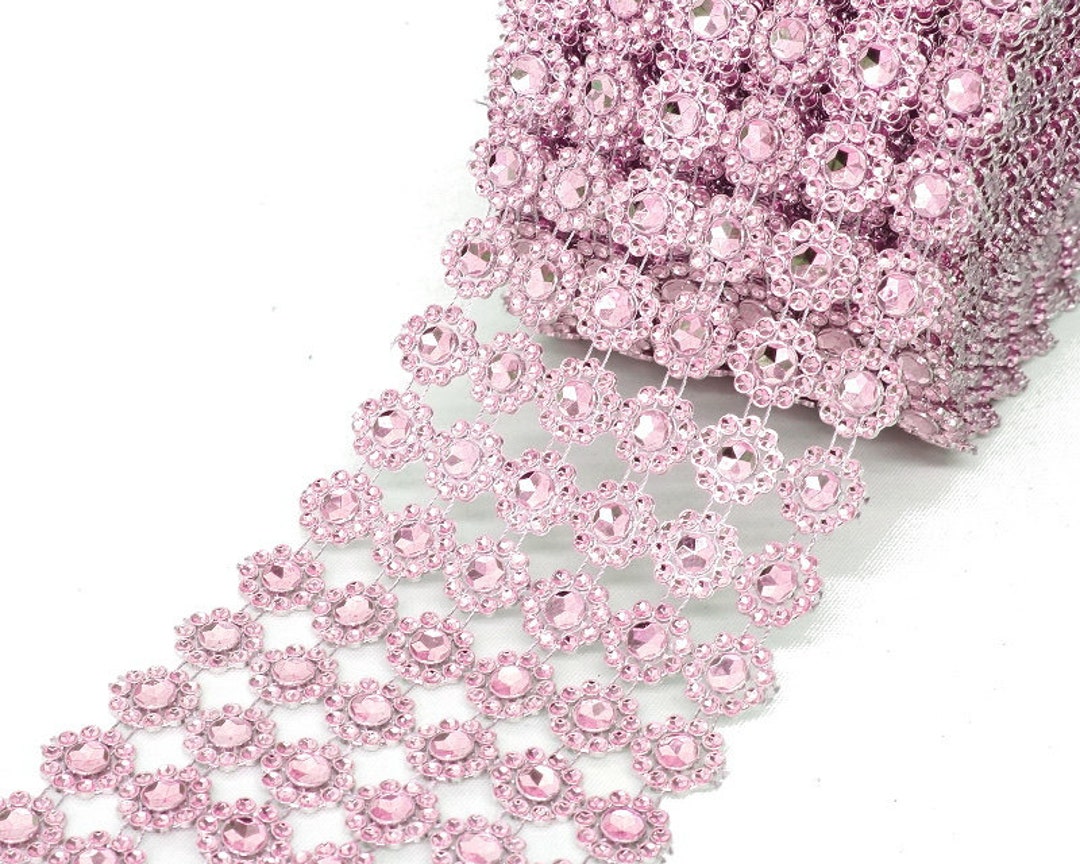 Pink Diamond Bling Mesh Rhinestone Ribbon Wrap Diamond Mesh Wrap ...
