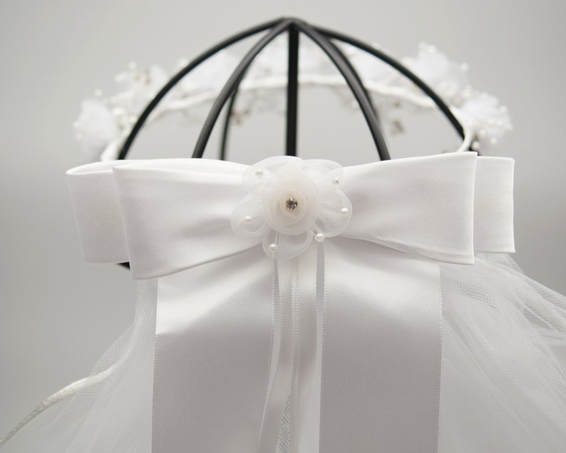 Communion Headpiece and Veil - Confirmation Headpiece and Veil - Girls ...