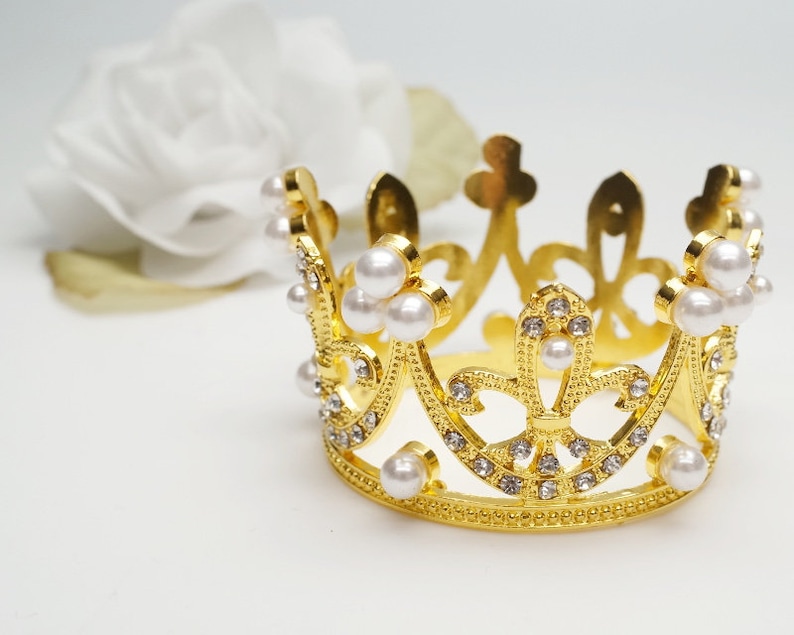 Gold Rhinestone Mini Full Round Tiara Doll Baby Tiara | Etsy