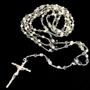 38" Silver Metal Ball Wedding Lasso Rosary - Crystal Wedding Lazo De ...