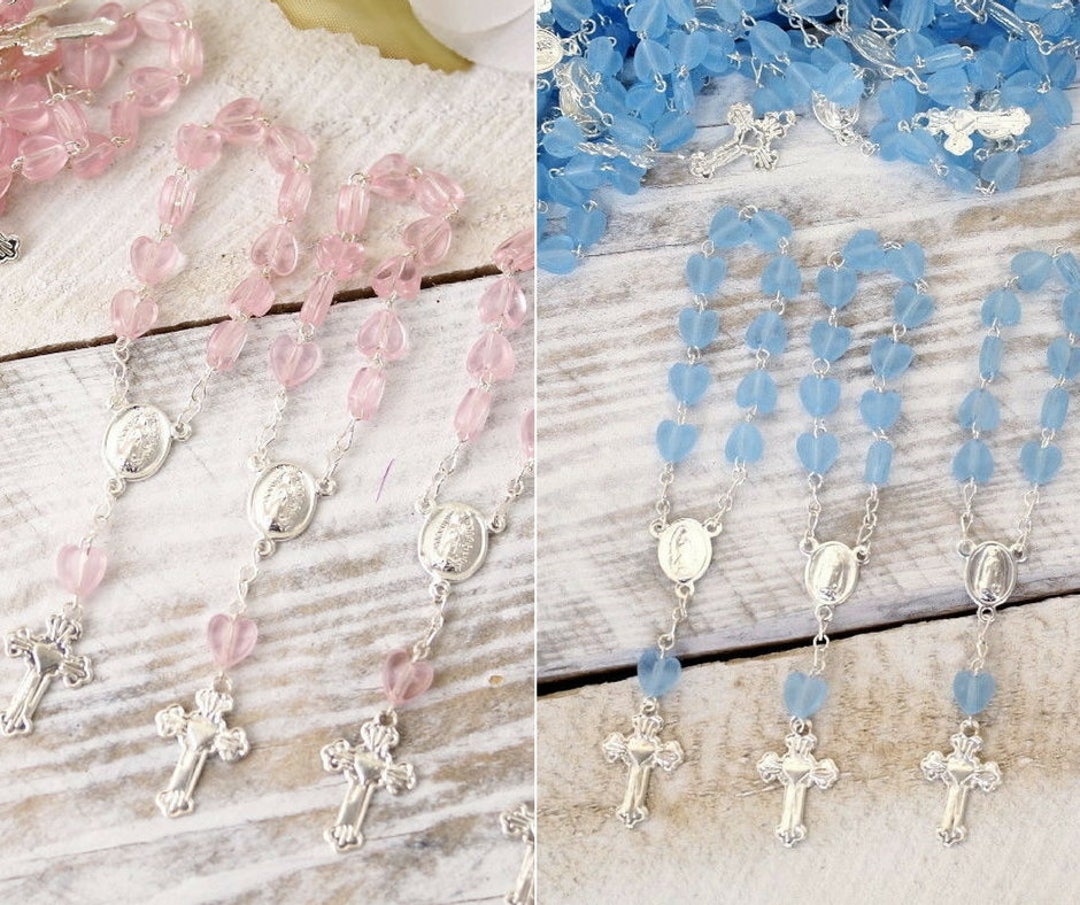 24 Heart Mini Rosary Favors Baptism Favors - Mini Rosaries - Finger ...