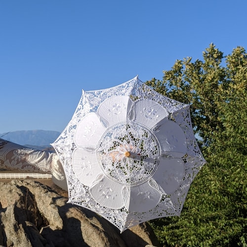 White Lace Parasol Wedding Bridal Shower Quinceanera - Etsy