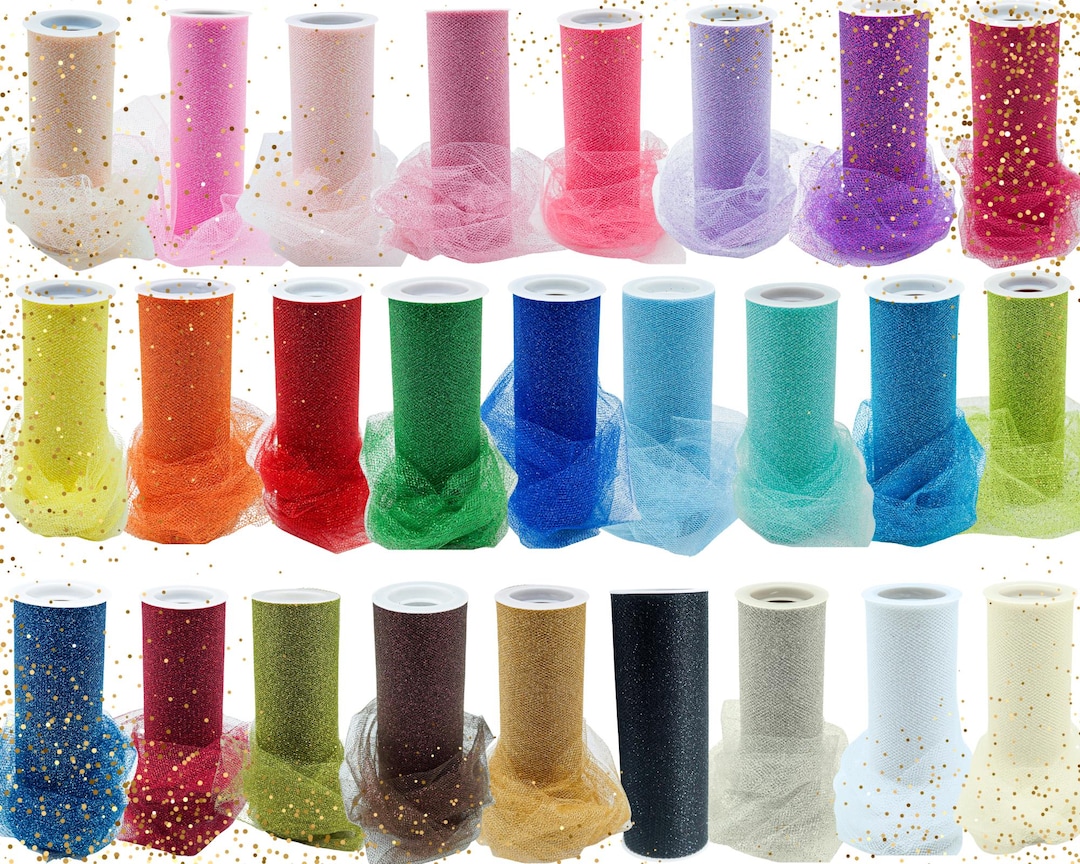 Glitter Tulle Fabric Roll 6"x10yard Tulle Polyester Netting Spool ...