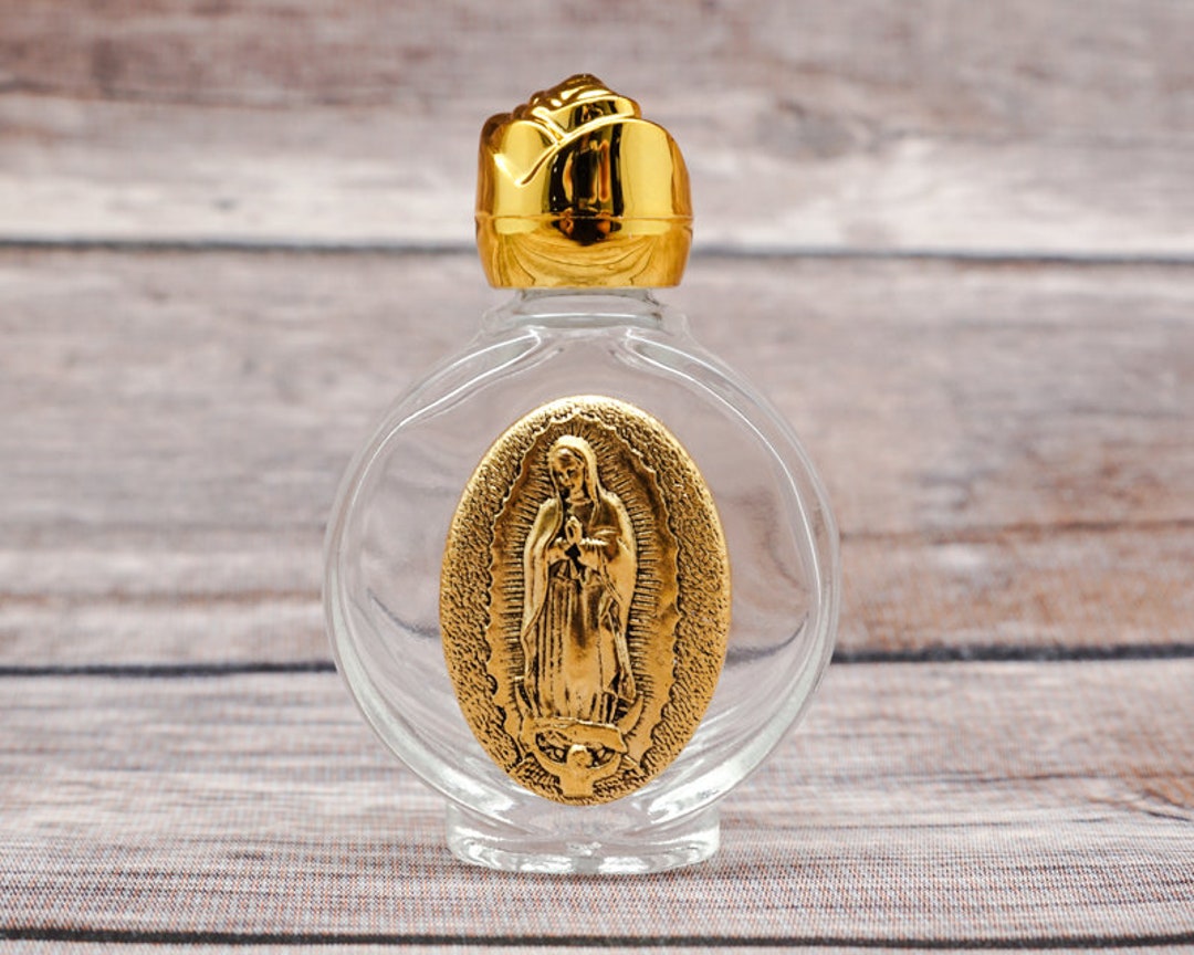 1/6/12 PC Our Lady of Guadalupe Embossed Holy Water Glass Bottle ...
