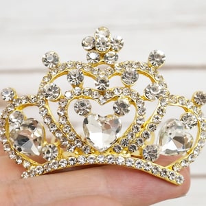 Gold Rhinestone Mini Tiara, Doll Baby Tiara, Rhinestone Princess Crown ...