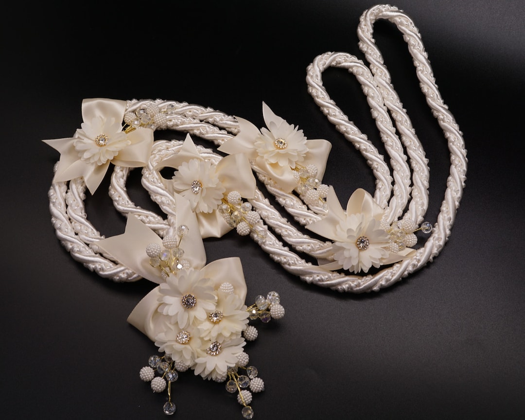 Ivory Wedding Lasso - Chiffon Flower Wedding Lasso With Pearl - Lazo De ...