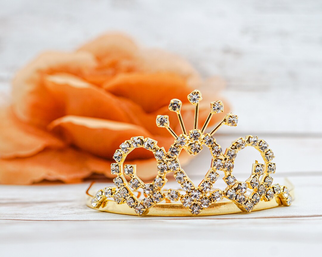 2.75" Miniature Gold Tiara Doll Crown Girl's Headpiece Baby Shower ...
