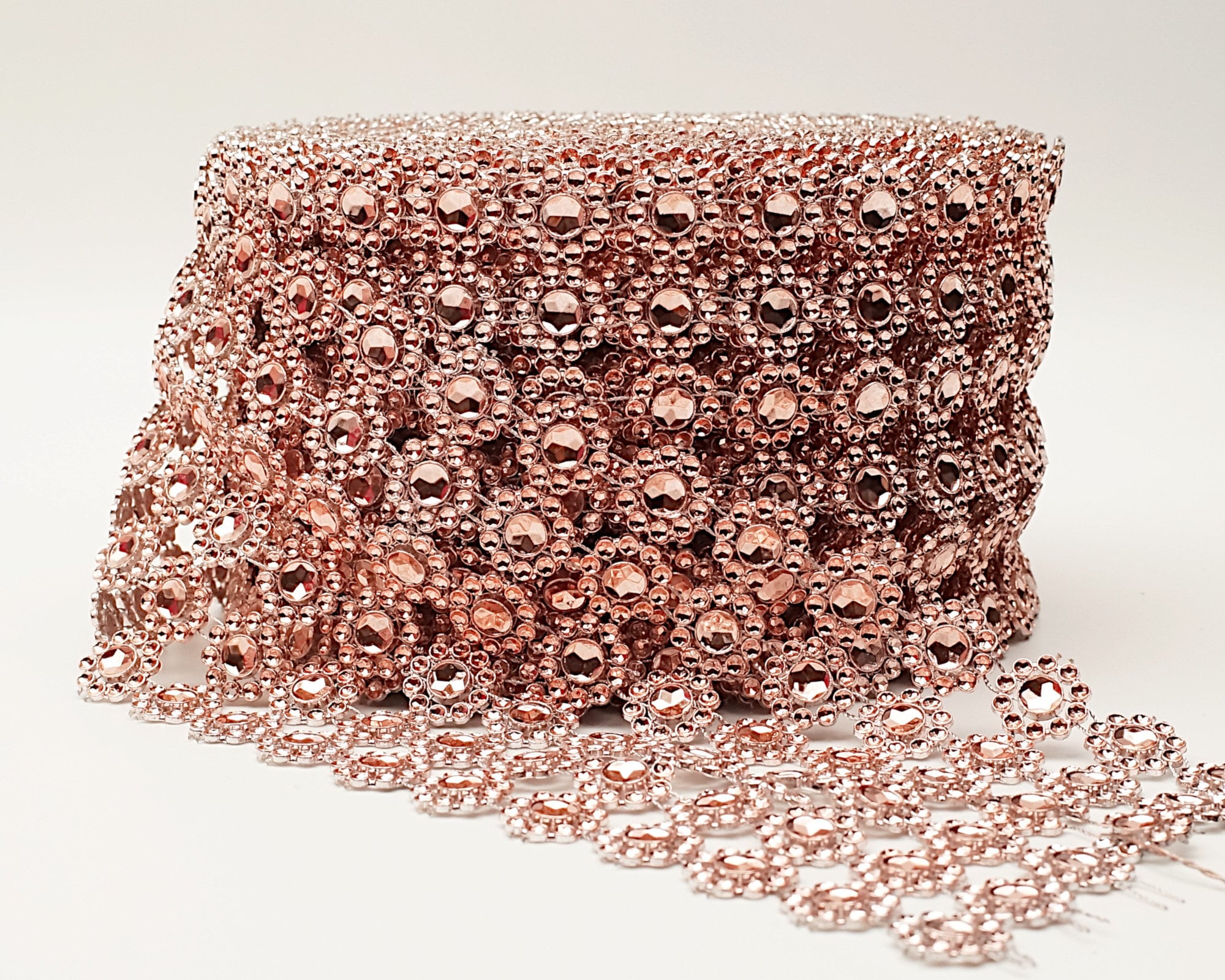 Rose Gold Diamond Bling Mesh Rhinestone Ribbon Wrap Mesh Wrap - Etsy