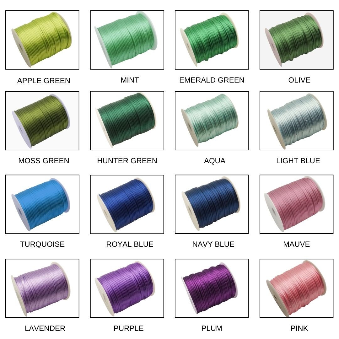 2mm X 100 Yard Rattail Satin Polyester Trim Beading Cord Jewelry Making ...