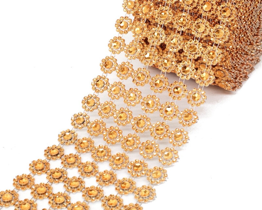 Orange Diamond Bling Mesh Rhinestone Ribbon Wrap Diamond Mesh Wrap ...