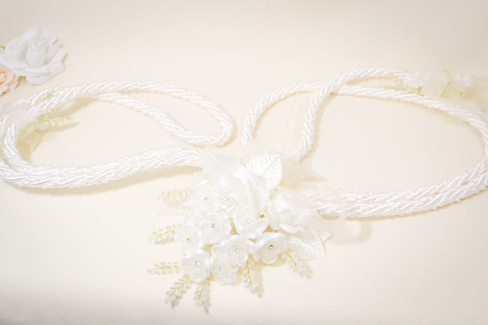 Ivory Wedding Lasso Satin Flower Wedding Lasso Lazo De - Etsy