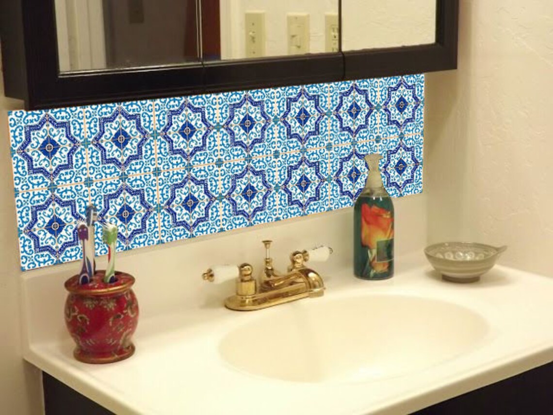 Laminated Vinyl Stickers Dark Blue and White Moroccan - Etsy