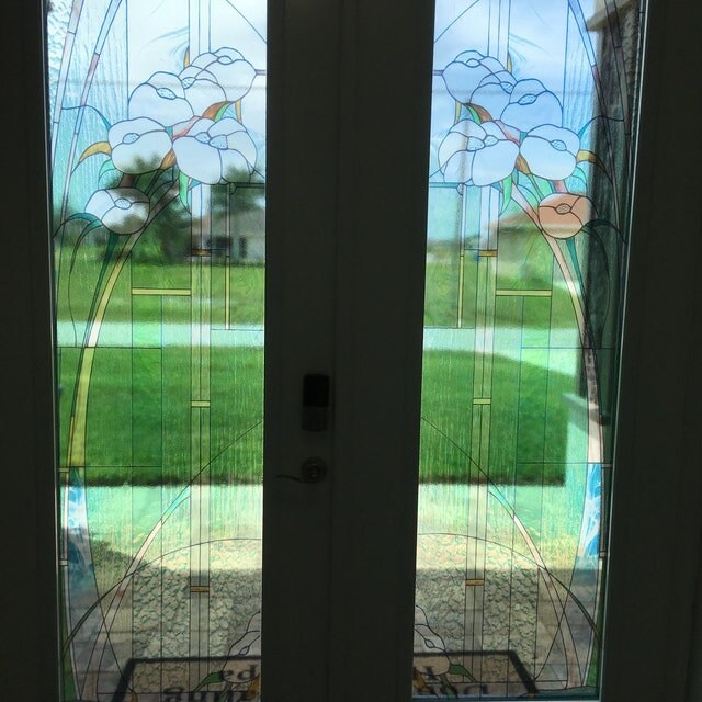 Door Wall Sticker *modern Stained Glass Window*/ Stained Glass Window ...