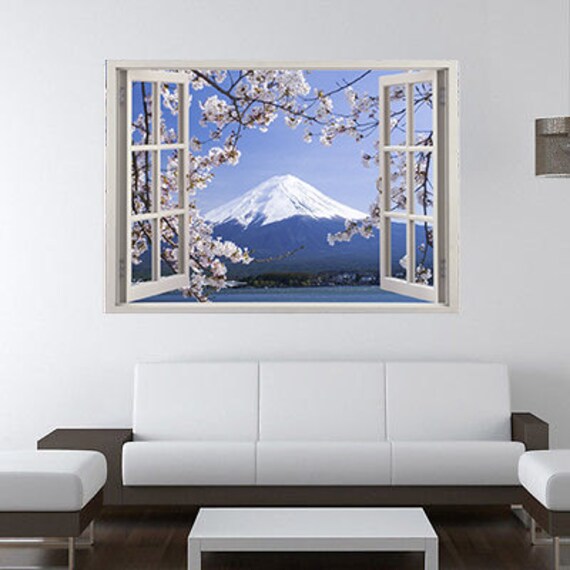 3D Wall Decal Window Mount Fuji With Cherry Blossom/mount Fuji - Etsy