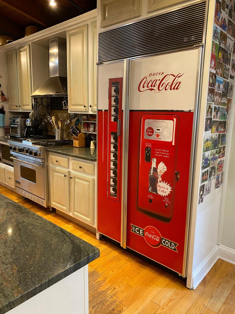 Vintage Fridge Decal Coca Cola Vending Machine/ Coca Cola Fridge Wrap ...