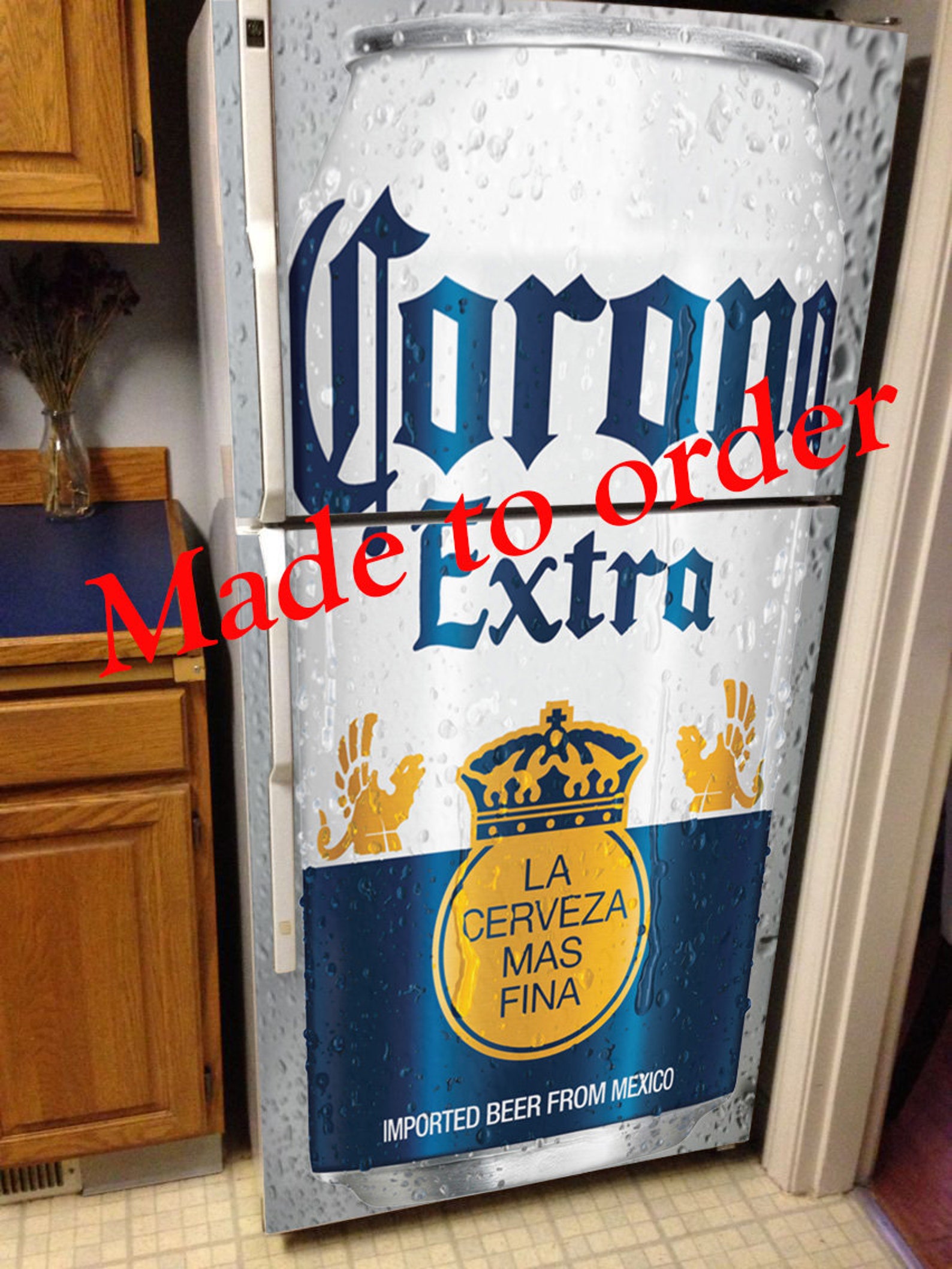 Fridge Decal Collage of Vintage Posters, Cards, Labels/man Cave Fridge ...