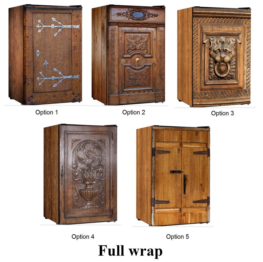 Mini-fridge Vinyl Sticker old Wooden Door / Self-adhesive Vinyl ...