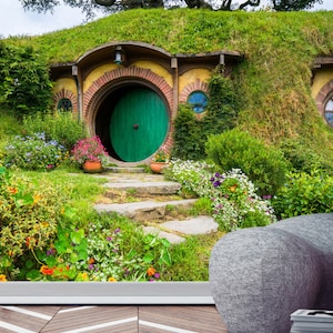 Wallpaper *hobbit Hole in Hobbiton*/ Hobbit Hole Wallpaper/ Lord of the ...