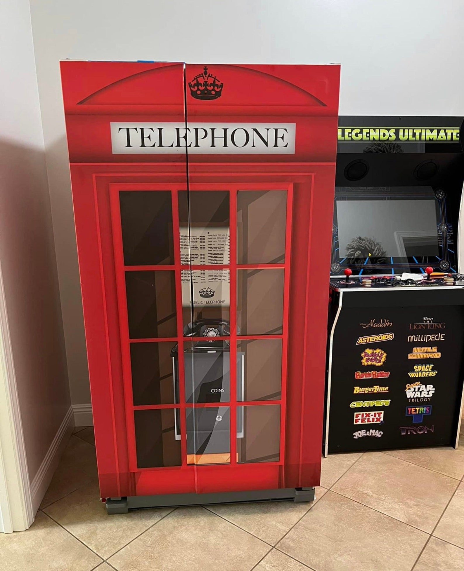 Fridge Vinyl Sticker *red UK Telephone Box*/ Fridge Wrap Telephone ...