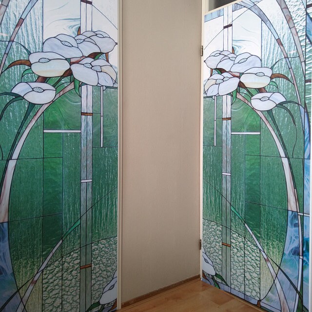 Door Wall Sticker modern Stained Glass Window/ Self-adhesive - Etsy