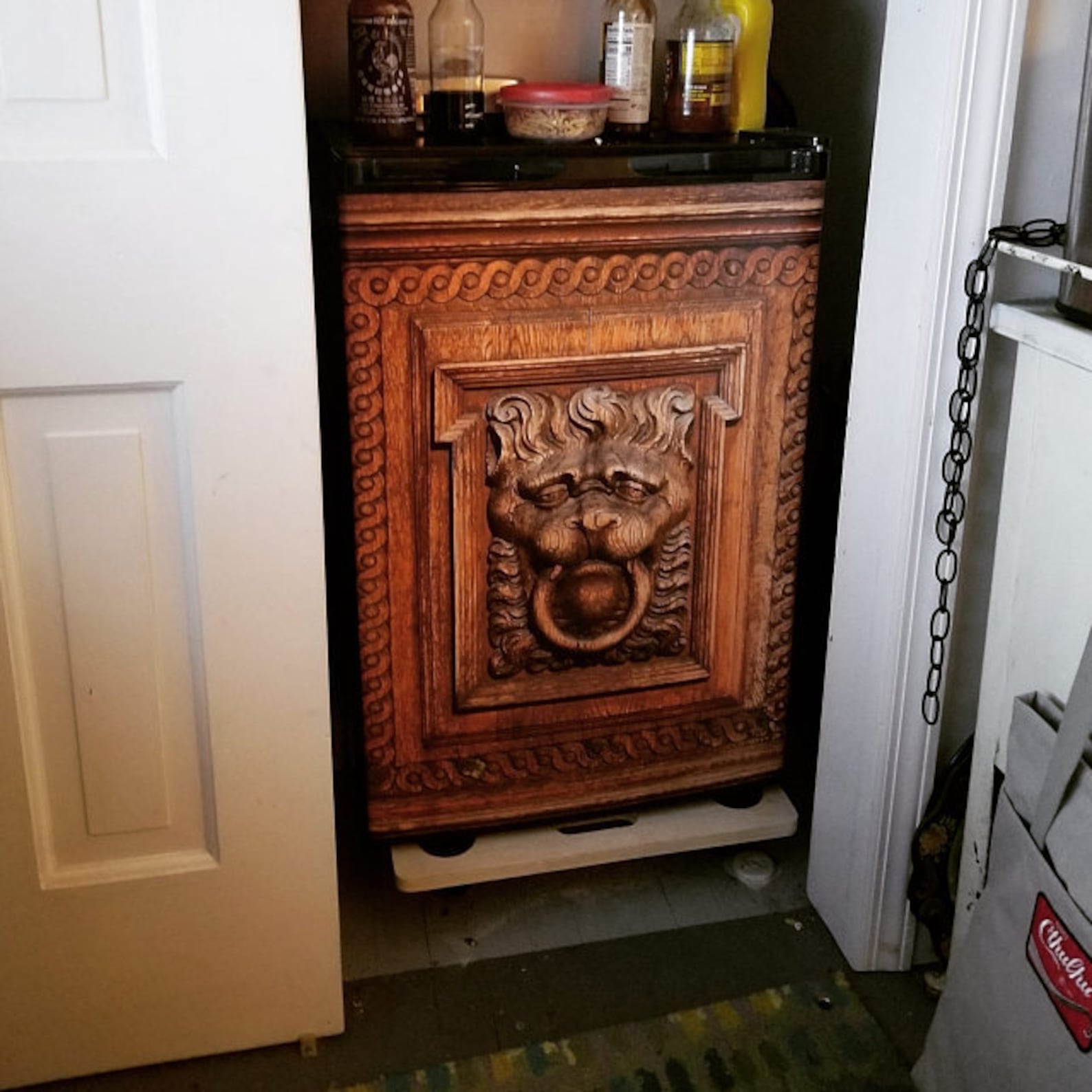 Mini-fridge Vinyl Sticker Old Wooden Door/ Self-adhesive Vinyl ...