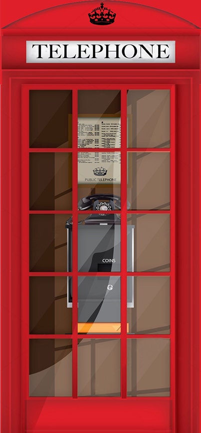 Fridge Vinyl Sticker red UK Telephone Box / Self-adhesive - Etsy