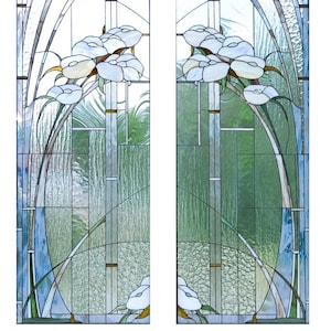 Door Wall Sticker *modern Stained Glass Window*/ Stained Glass Window ...