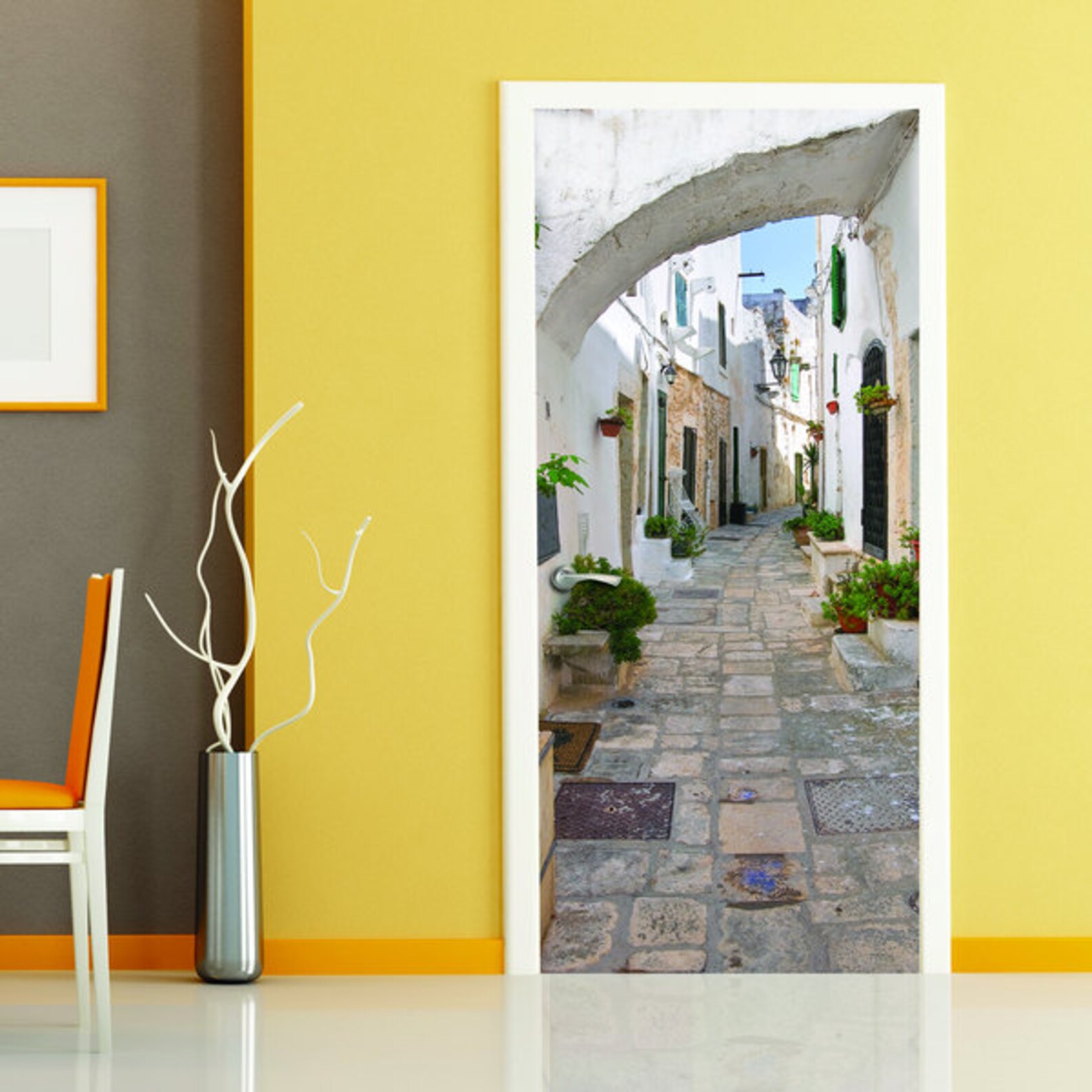 Door Wall Sticker Street in the Old Town/ Outdoor Wallpaper/ Door Decal ...