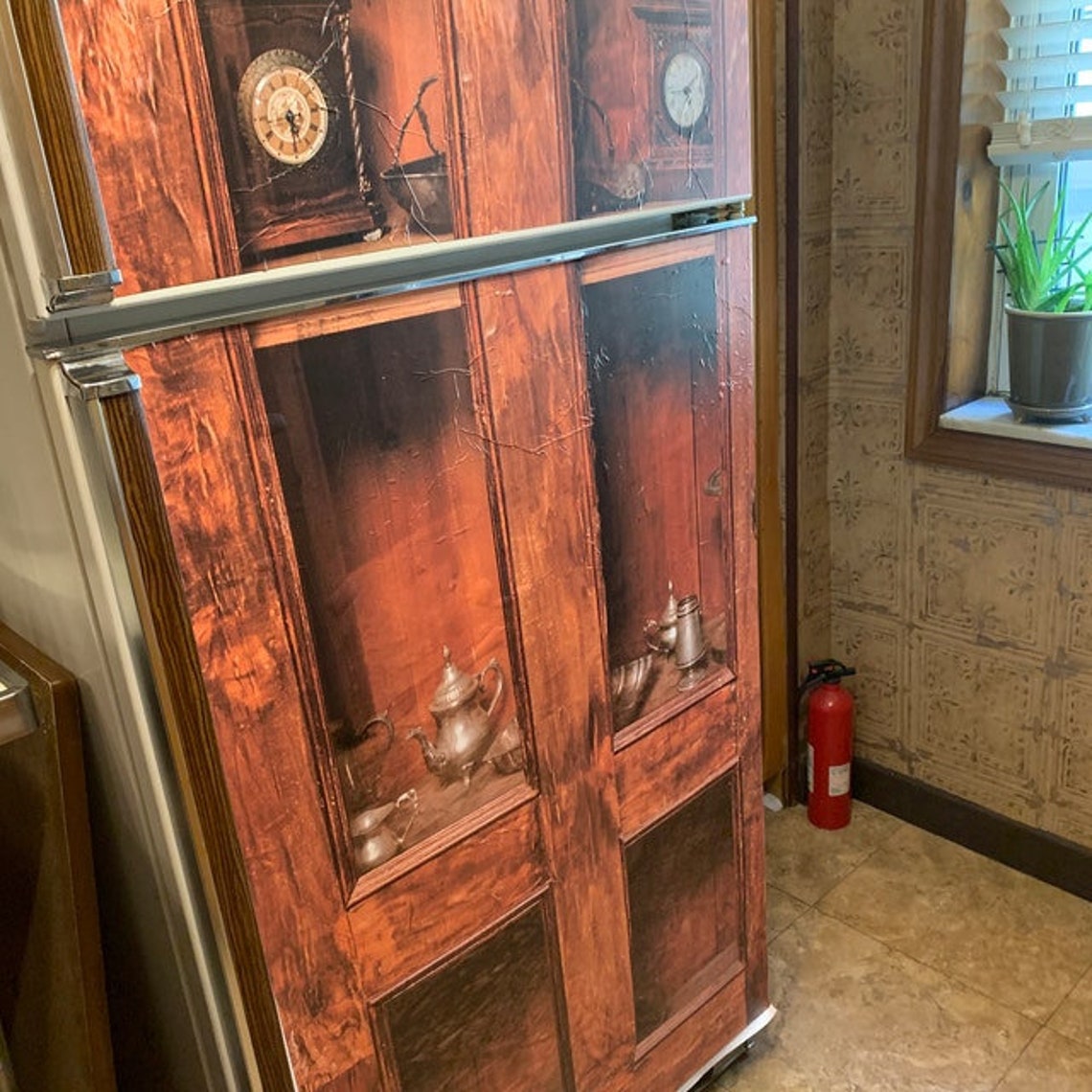 Fridge Vinyl Sticker Antique Cupboard/ Self-adhesive Vinyl Refrigerator ...
