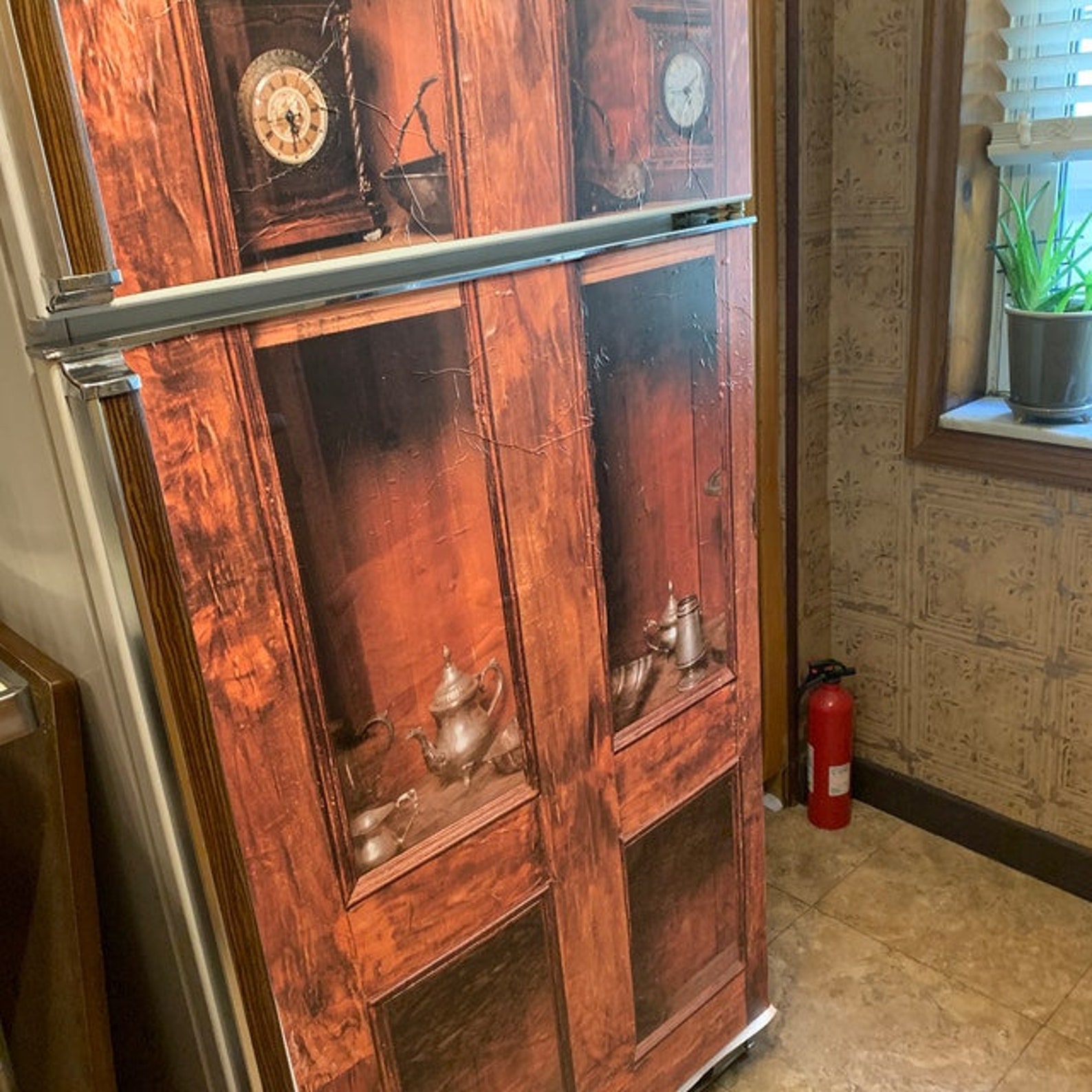 Fridge Vinyl Sticker Antique Cupboard/ Self-adhesive Vinyl Refrigerator ...