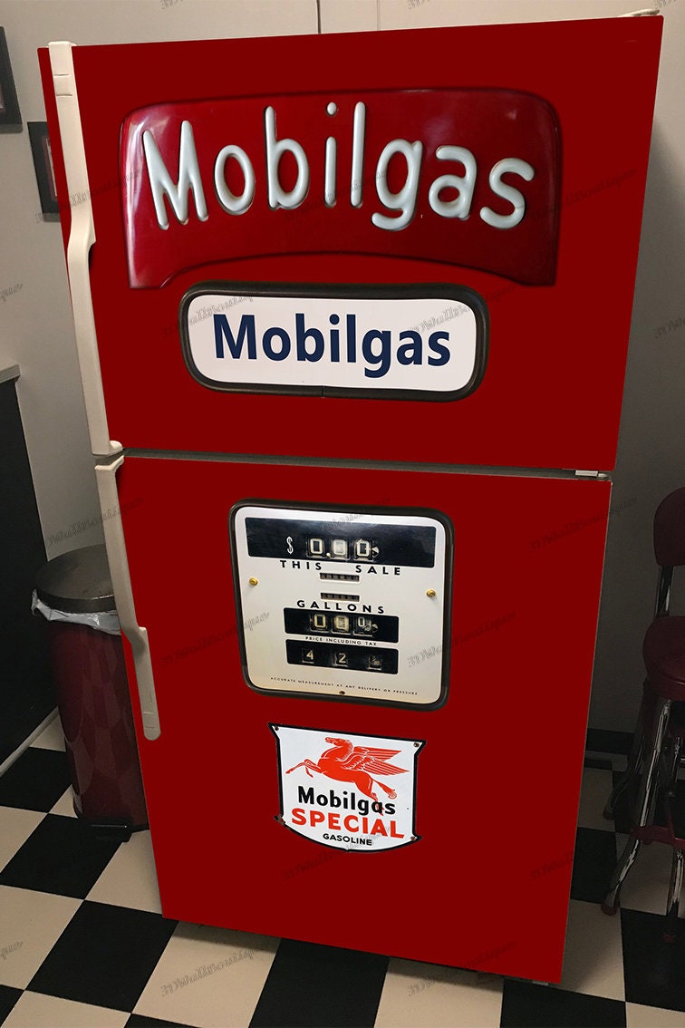 Old Fuel Pump Refrigerator Wrap/ Retro Gas Pump Fridge Wrap ...