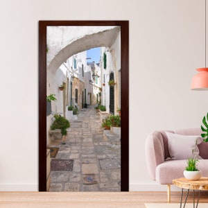 Door Wall Sticker Street in the Old Town / Self-adhesive Vinyl Decal ...