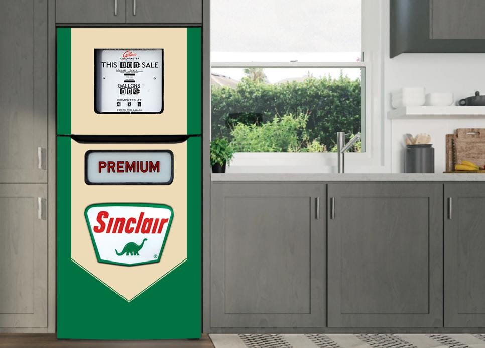 Fridge Wrap Vintage Green Gas Pump /retro Gas Pump Fridge Skin/vintage ...